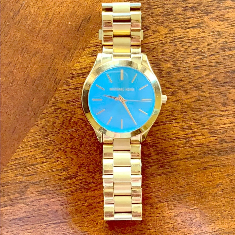 Michael Kors Gold And Teal Face Watch - Gem